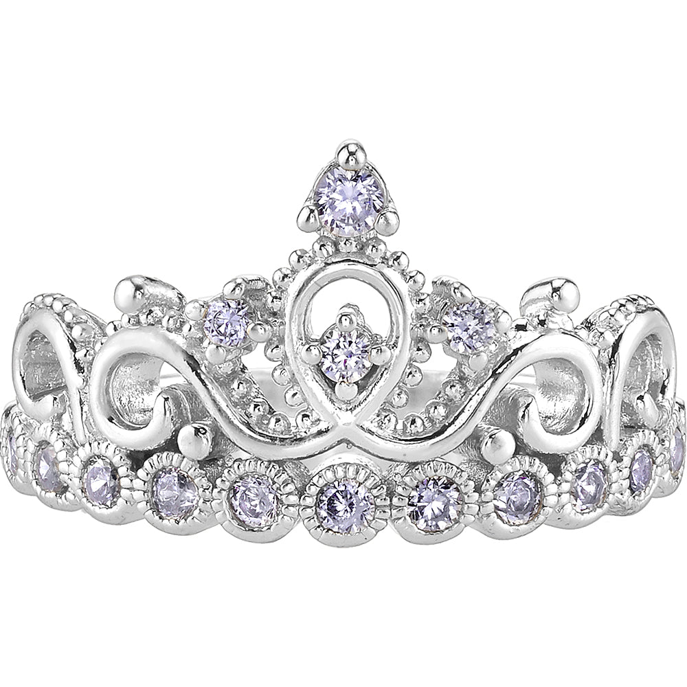 Rhodium-plated 925 Sterling Silver Princess Crown Ring – Jewels Obsession